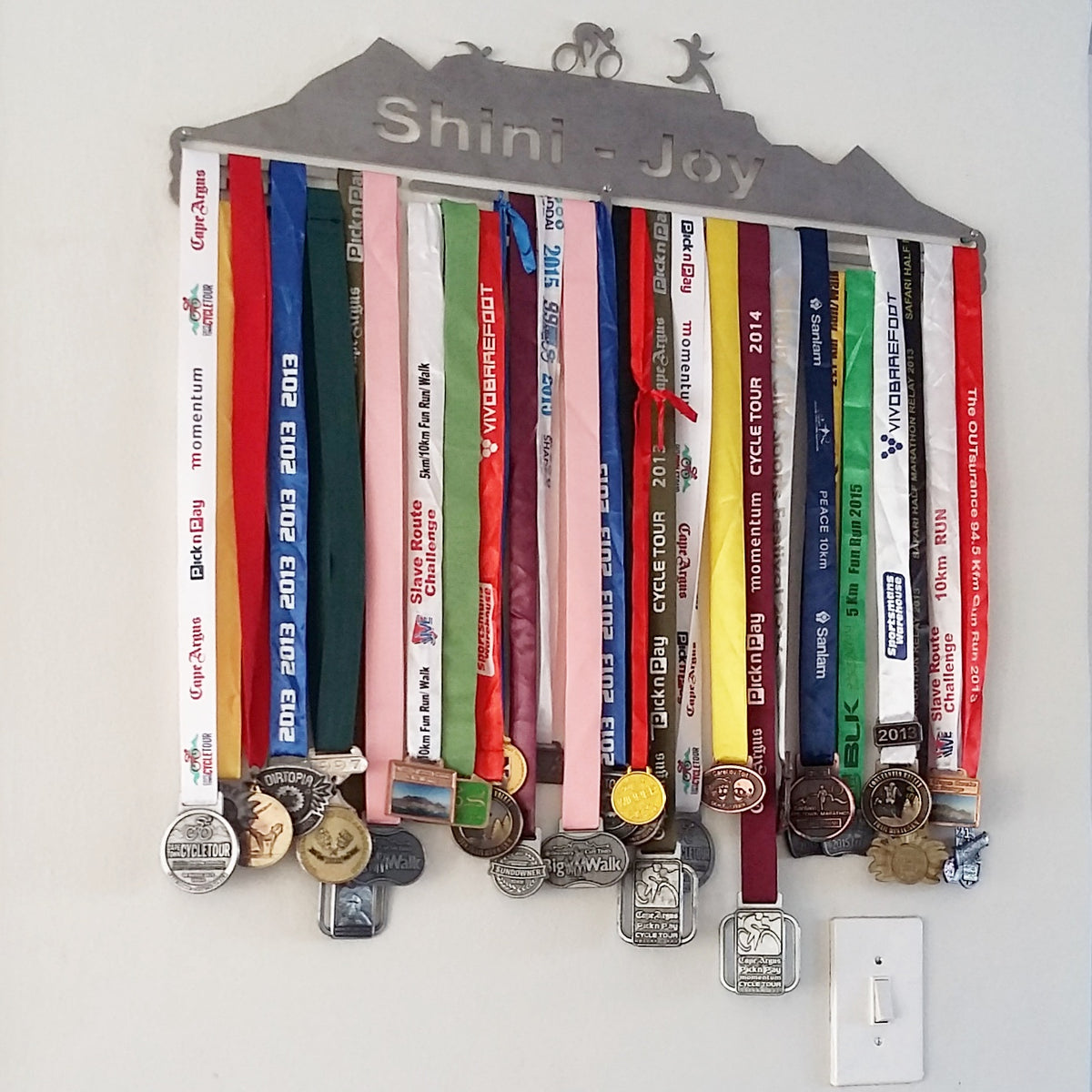 Personalised Medal Hanger - Mountains, City Scenes or Word Cut-outs ...